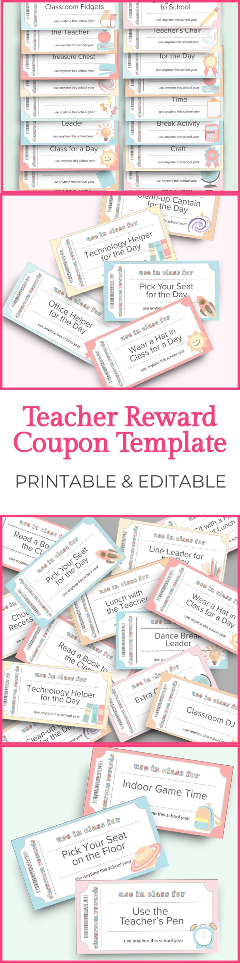 Teacher Reward Coupons: Editable Classroom Incentives (printable Canva ...