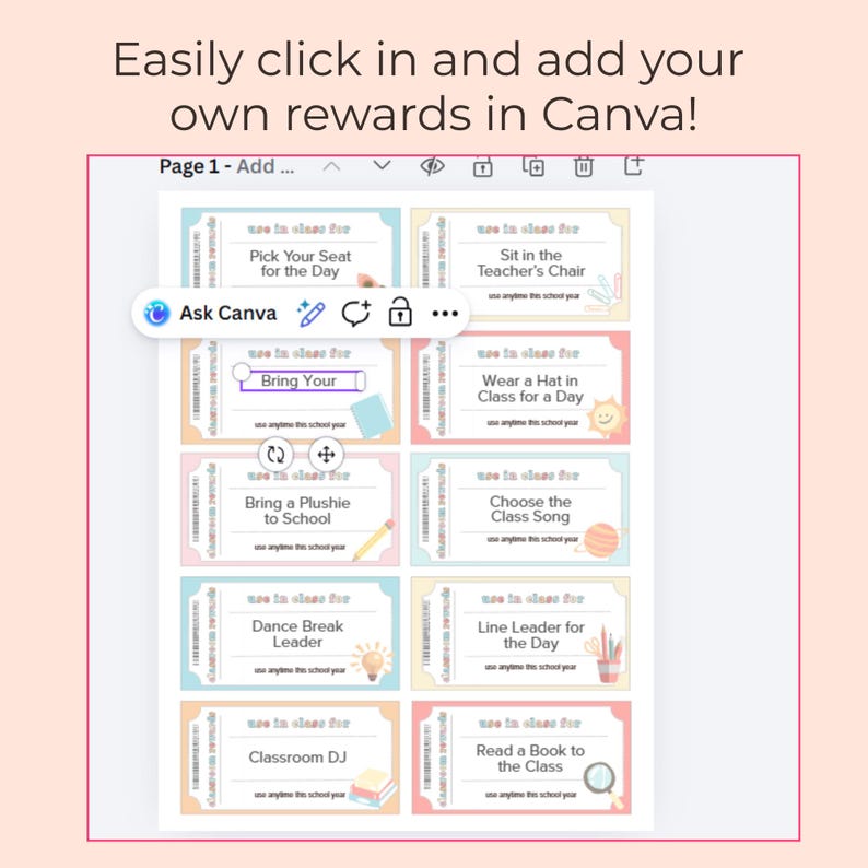 Teacher Reward Coupons: Editable Classroom Incentives (printable Canva ...