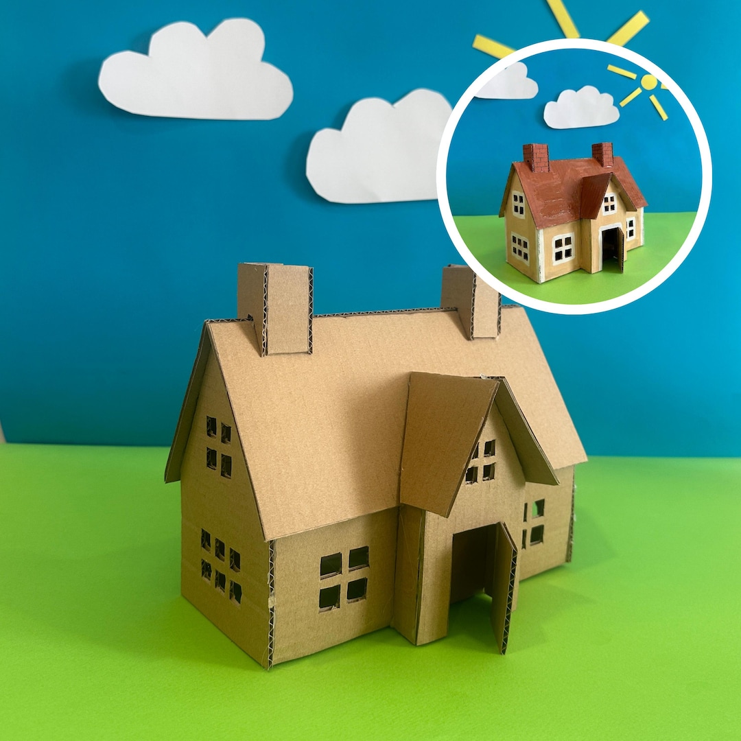 Cardboard House Template – Architecture Craft for Kids (PDF) Homeschool ...