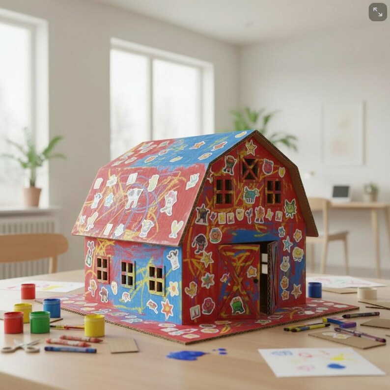 Printable Barn Template for Kids | Cardboard Cutout Craft DIY - Etsy Canada