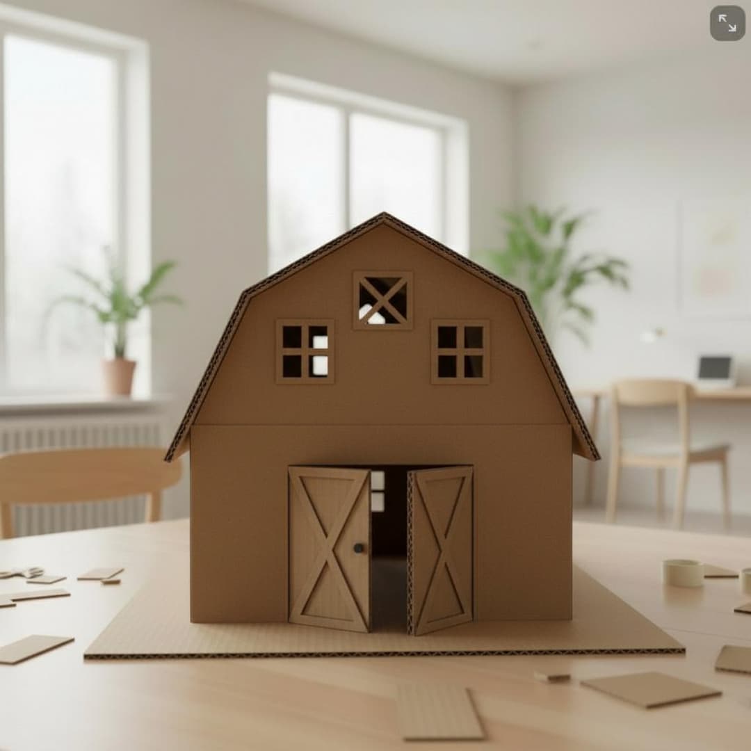 Printable Barn Template for Kids | Cardboard Farm Craft DIY - Etsy