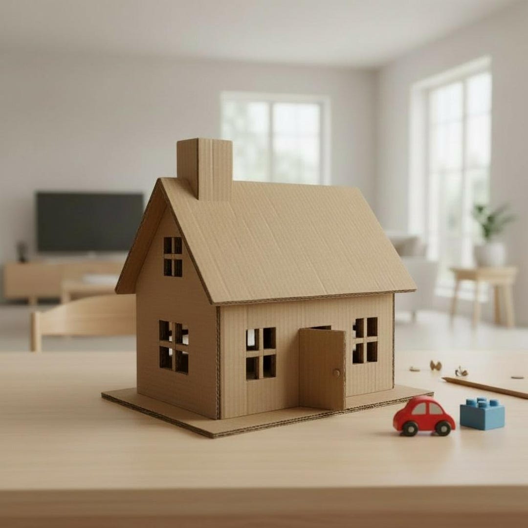 Easy Printable House Template for Kids | Cardboard Craft DIY | Simple ...