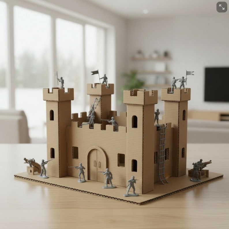 Printable Castle Template for Kids | Cardboard Fortress Craft DIY ...
