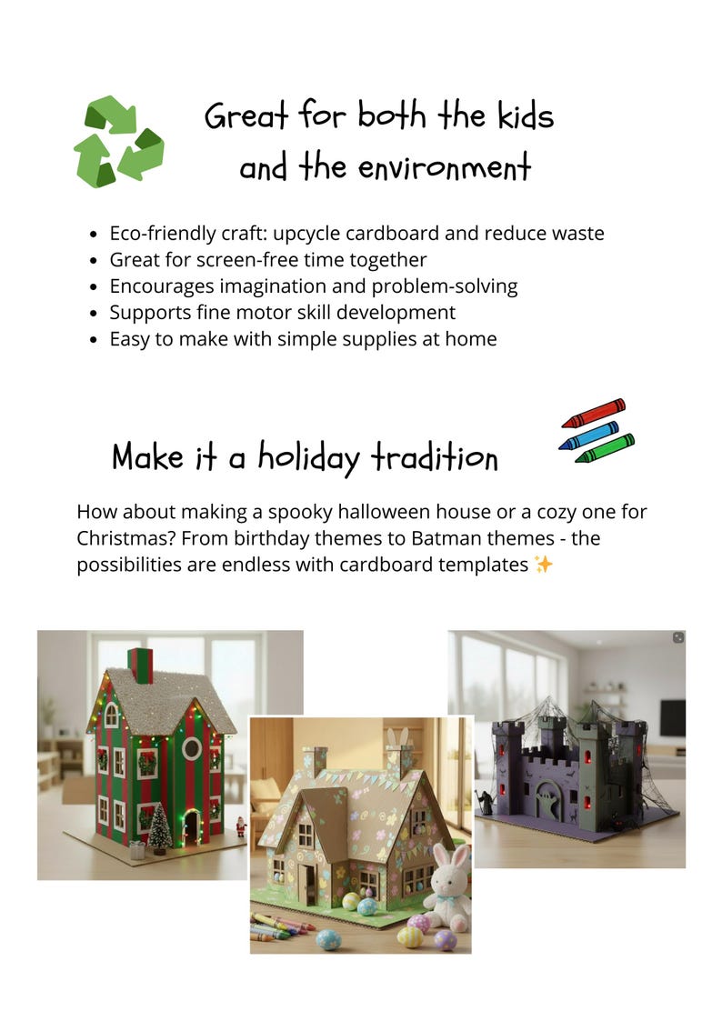 Easy Printable House Template for Kids | Cardboard Craft DIY | Simple ...