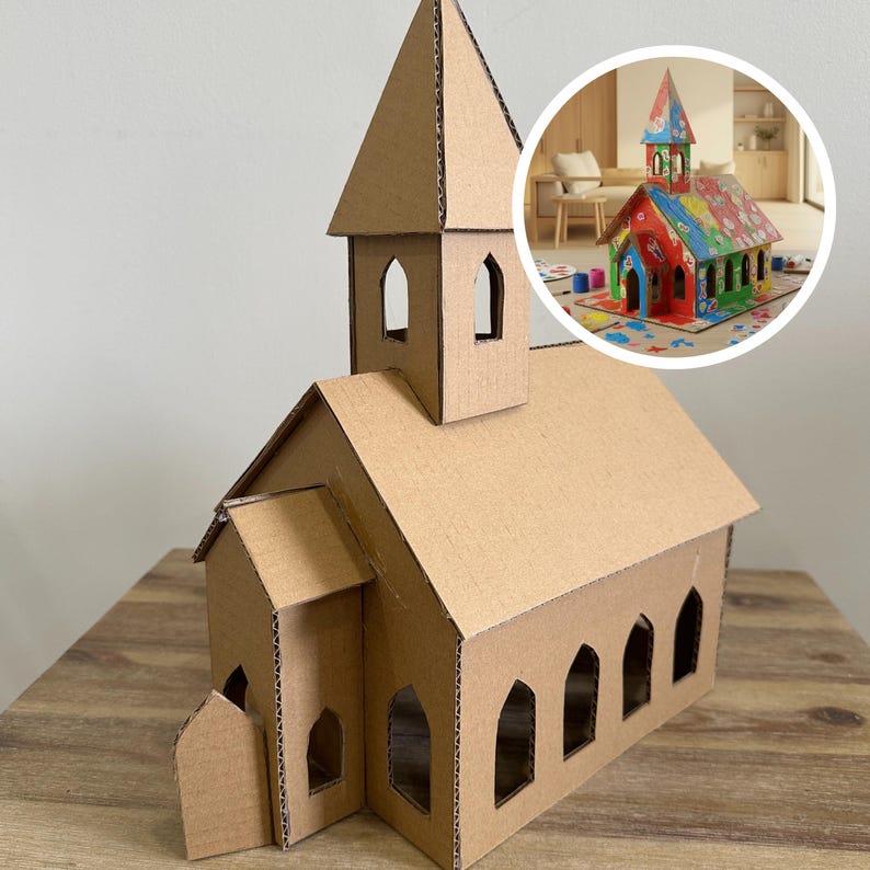 Printable Church Template for Kids | Cardboard Building Craft DIY ...