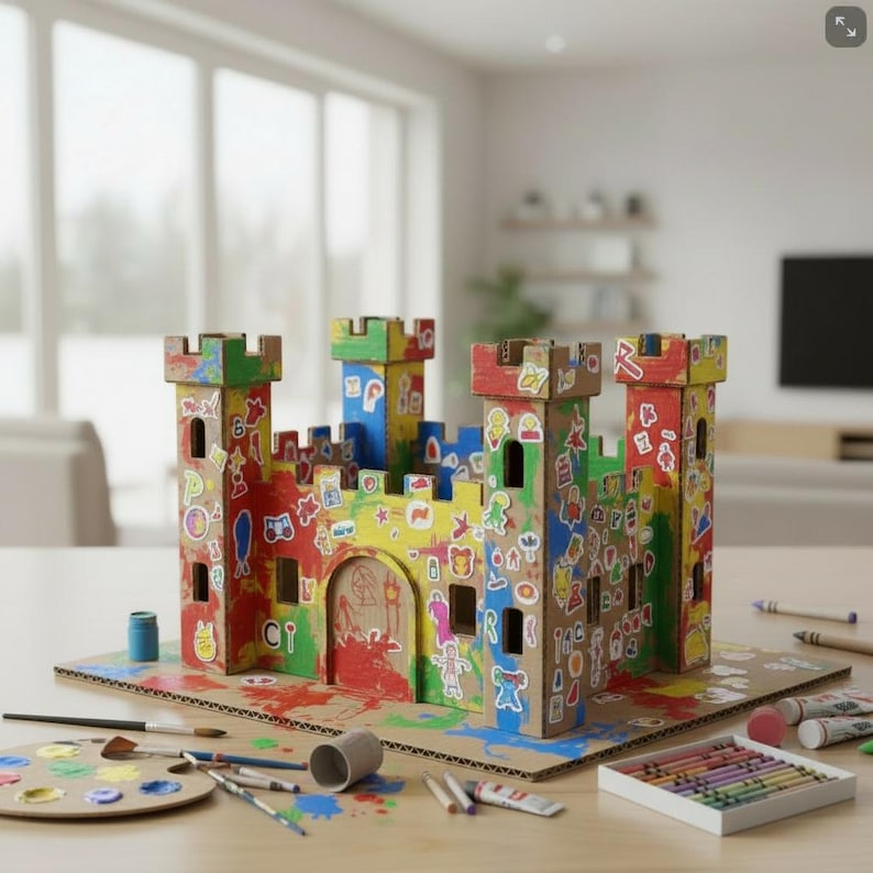 Printable Castle Template for Kids | Cardboard Fortress Craft DIY ...