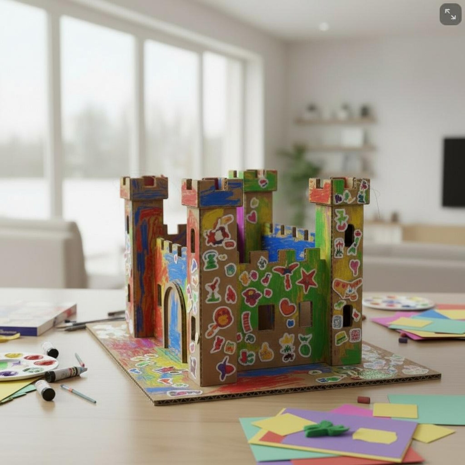 Printable Castle Template for Kids | Cardboard Fortress Craft DIY ...