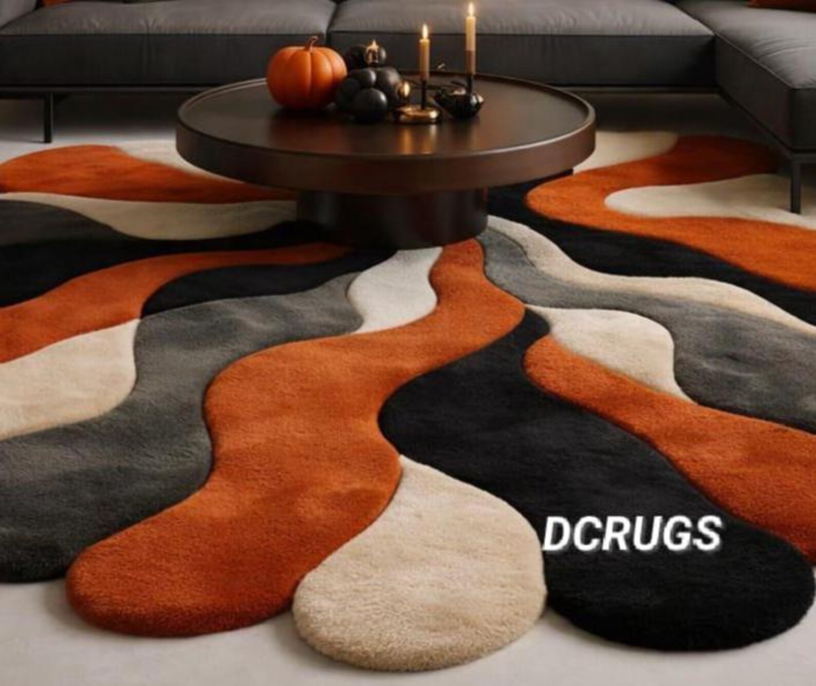 Modern Abstract Irregular Shape Area Rug Hand Tufted Wool Carpet ...