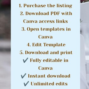 Editable Blue Floral Wedding Sign Bundle, Canva Templates (digital ...