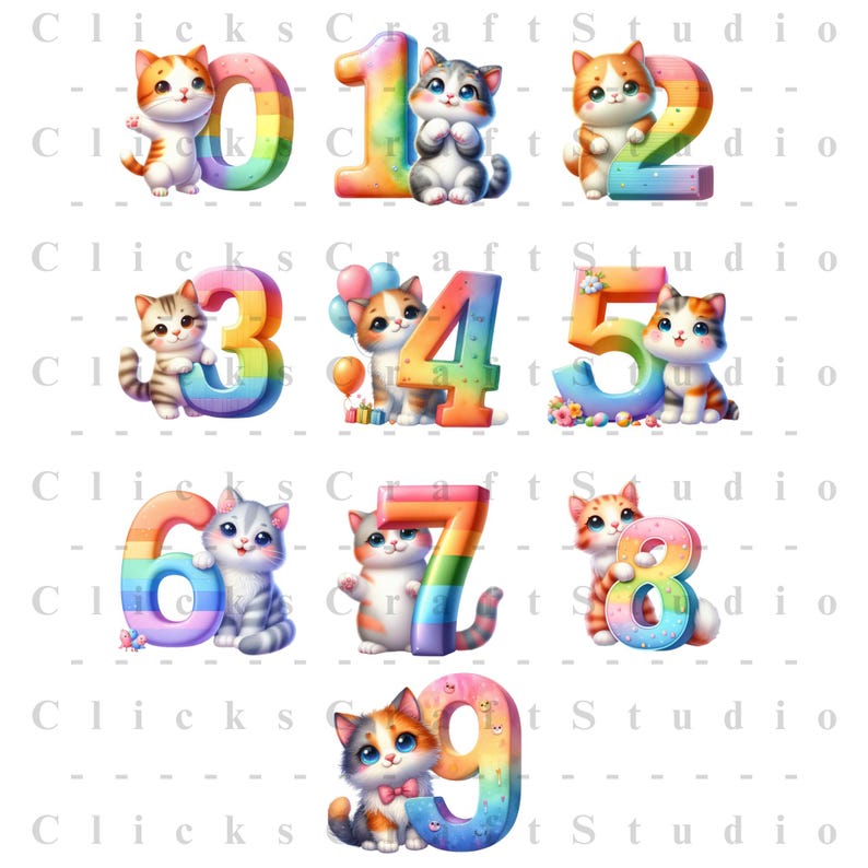 Kitty Cat Alphabet PNG | A to Z Letters Numbers 0-9 | Kids Craft Font ...