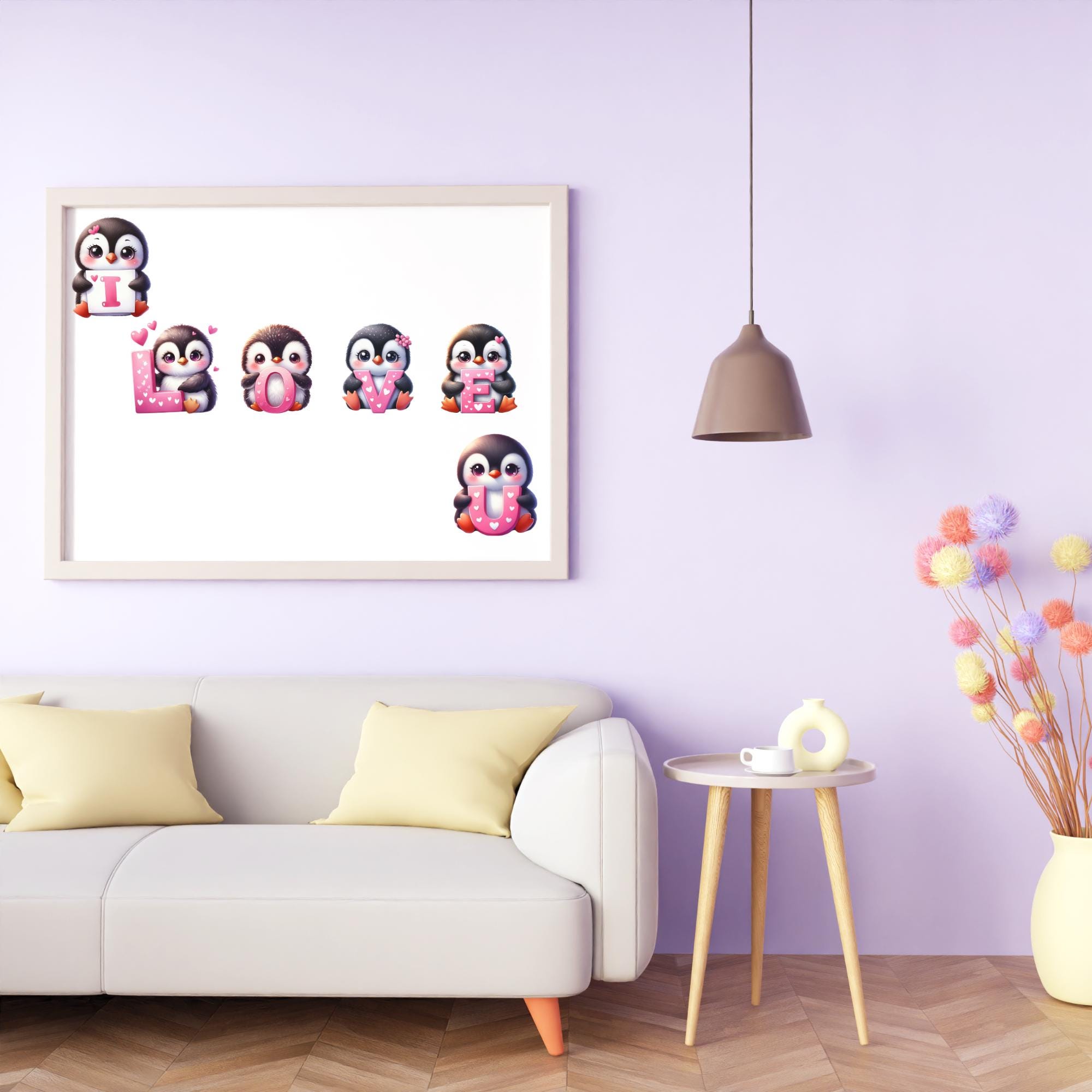 Penguin Love Alphabet Numbers PNG | Valentine Letters A to Z 0 to 9 ...