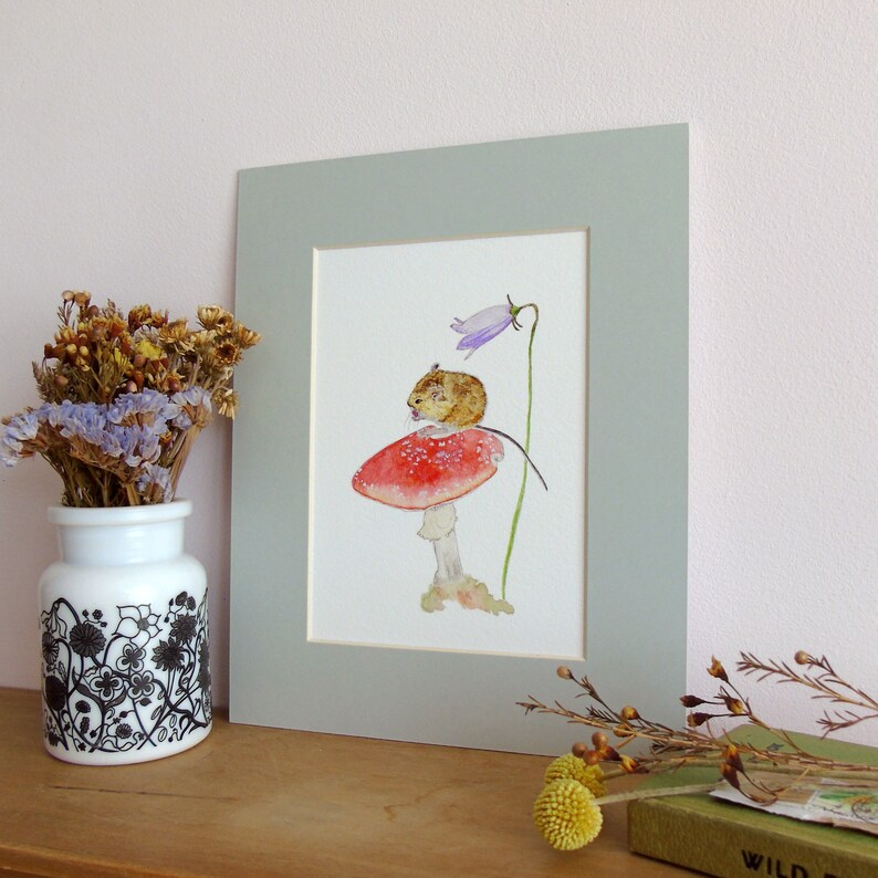 Mouse on Toadstool Giclée Print - A5 Wildlife Fine Art Print - Nursery ...
