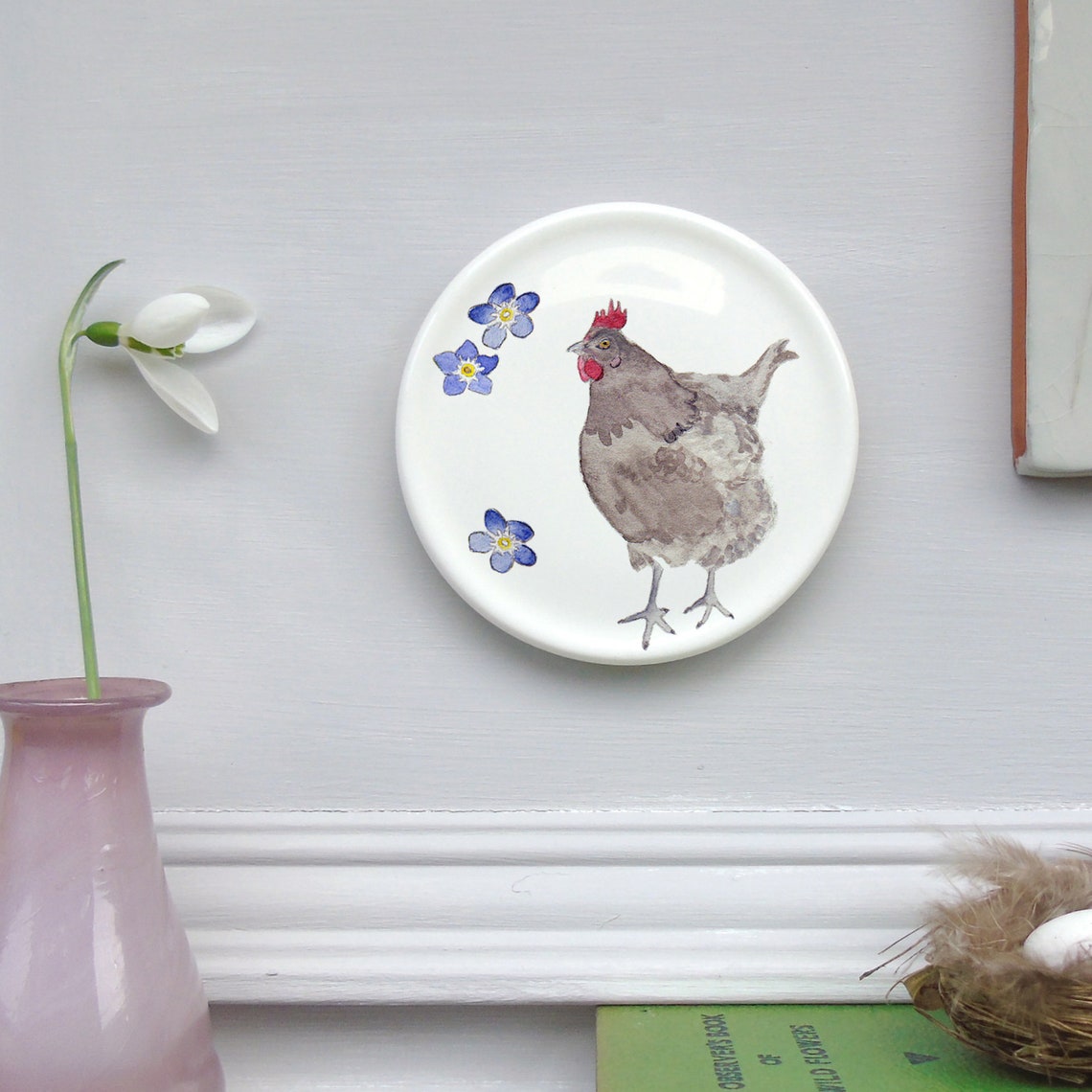 Hens Mini Wall Plates - Chicken Homeware Gift -country Wall Art - Wall ...