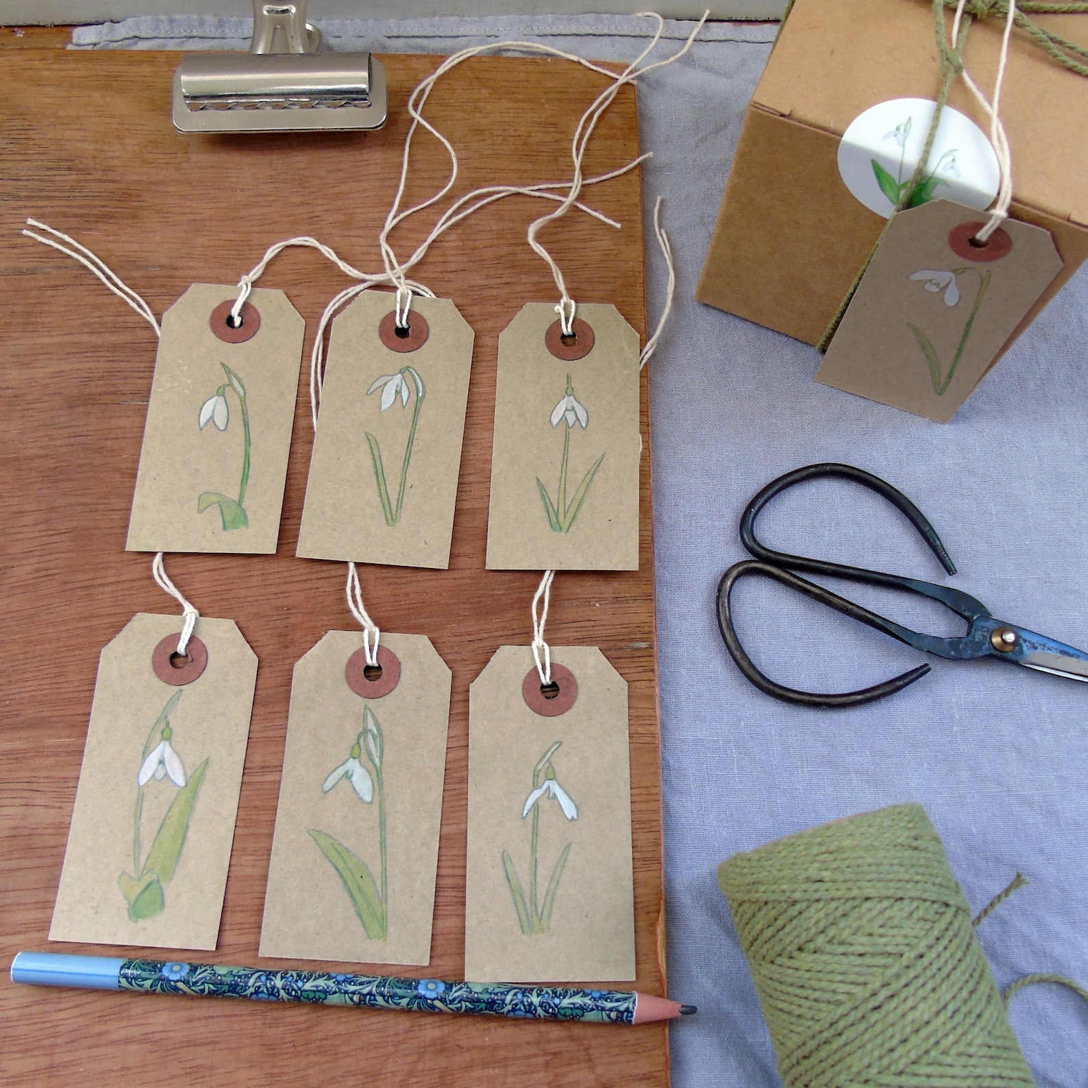 Hand Painted Snowdrop Gift Tags - Hand Drawn Snowdrop Gift Labels ...