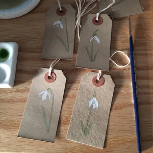 Hand Painted Snowdrop Gift Tags Hand Drawn Snowdrop Gift Labels ...