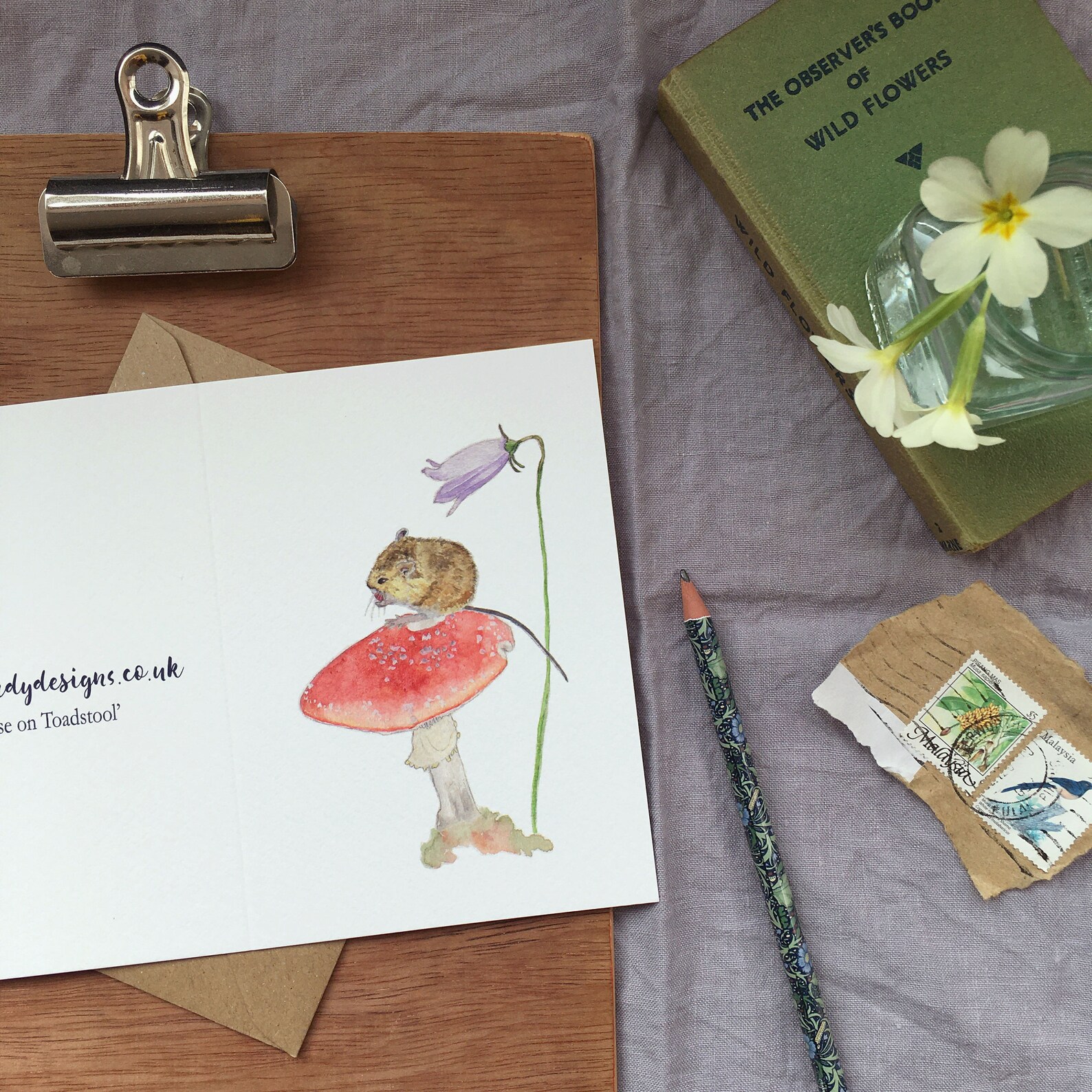 Fieldmouse on Toadstool Greetings Card - Mouse Card - Any Occasion Card ...