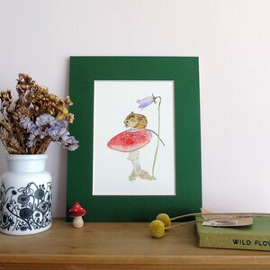 Mouse on Toadstool Giclée Print - A5 Wildlife Fine Art Print - Nursery ...