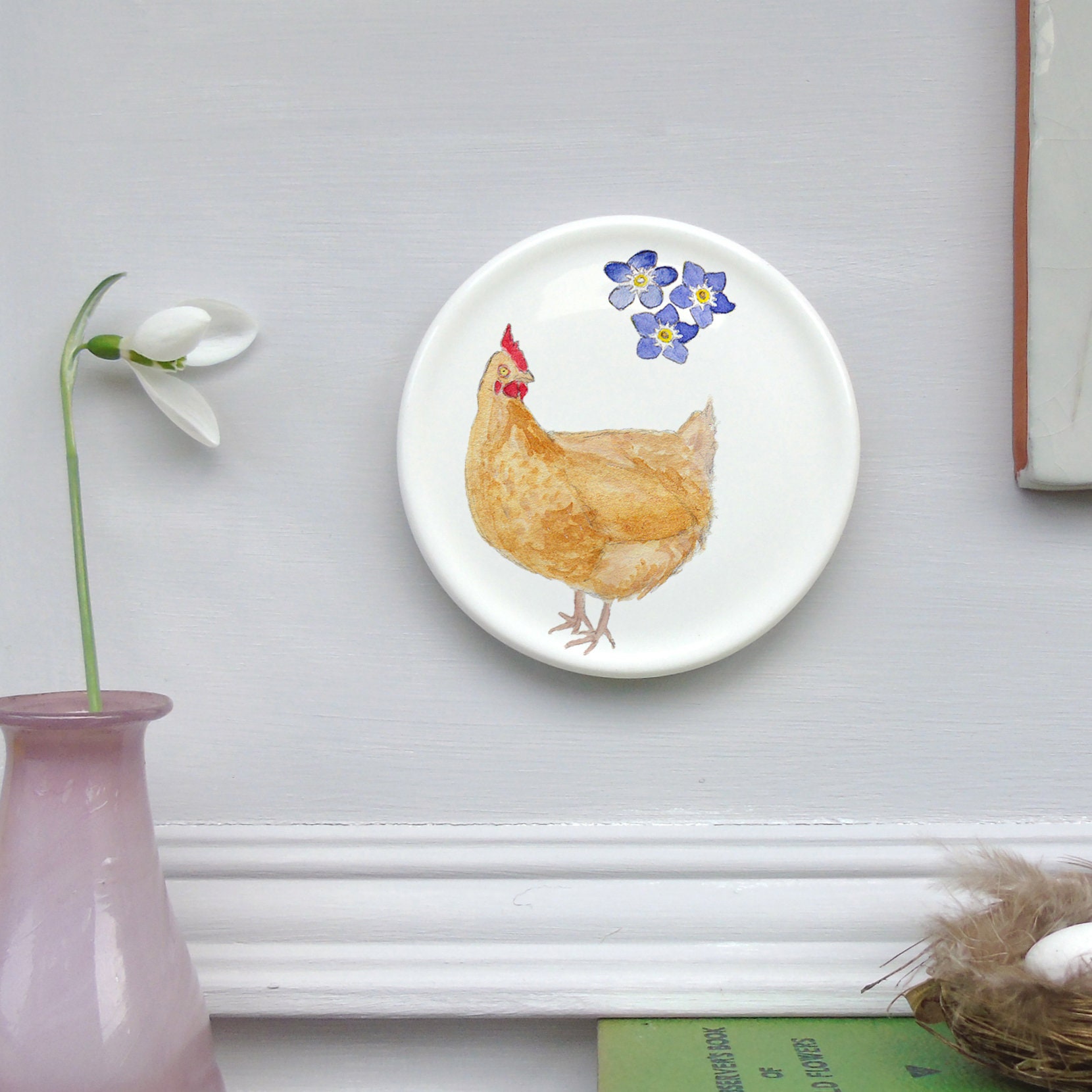 Hens Mini Wall Plates Chicken Homeware Gift country Wall - Etsy UK