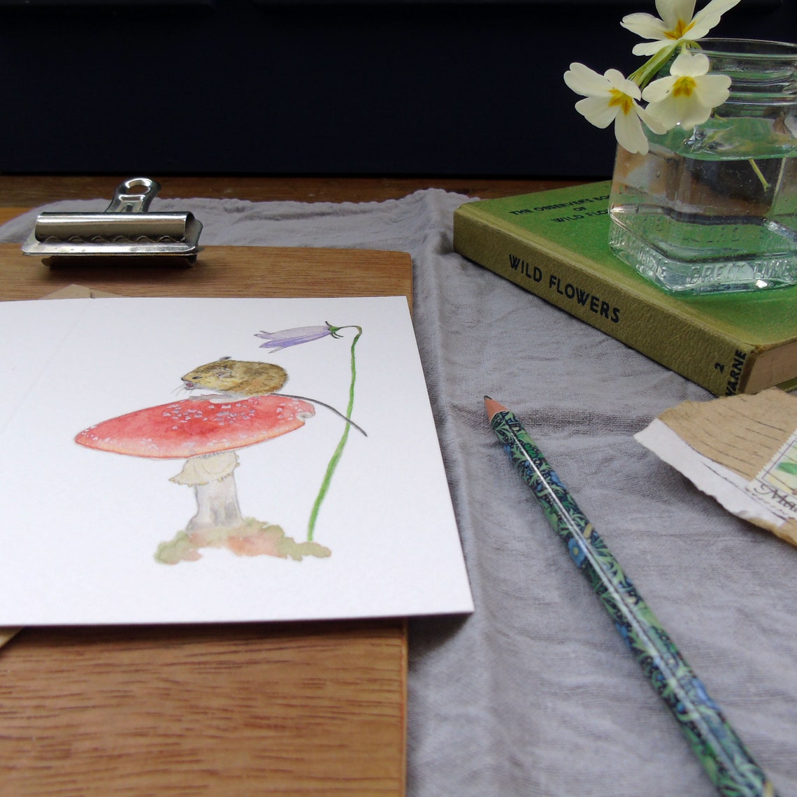 Fieldmouse on Toadstool Greetings Card - Mouse Card - Any Occasion Card ...