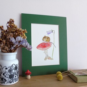 Mouse on Toadstool Giclée Print - A5 Wildlife Fine Art Print - Nursery ...