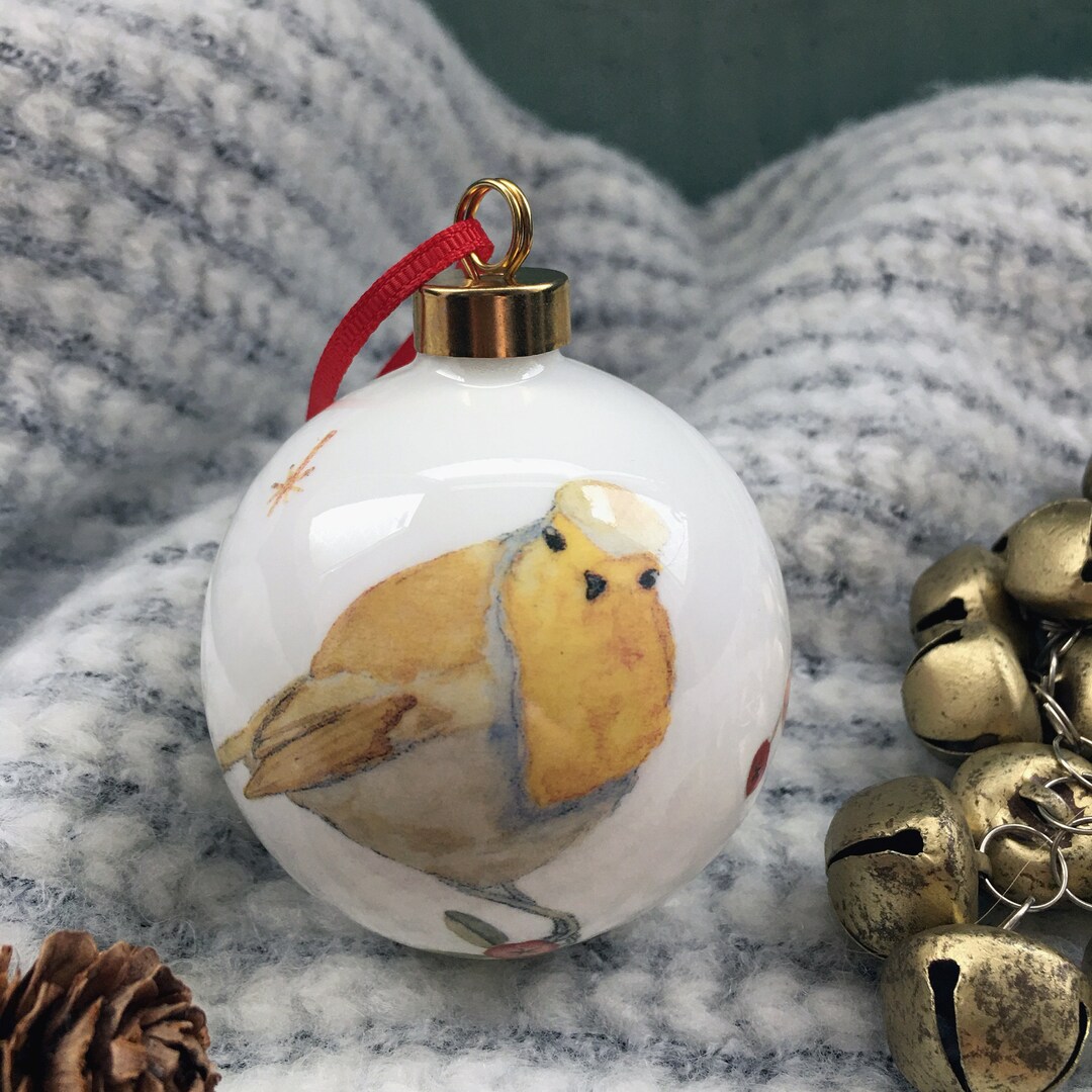 Robin Bauble - Ceramic Christmas Bauble - Robin Tree Decoration - Fine ...