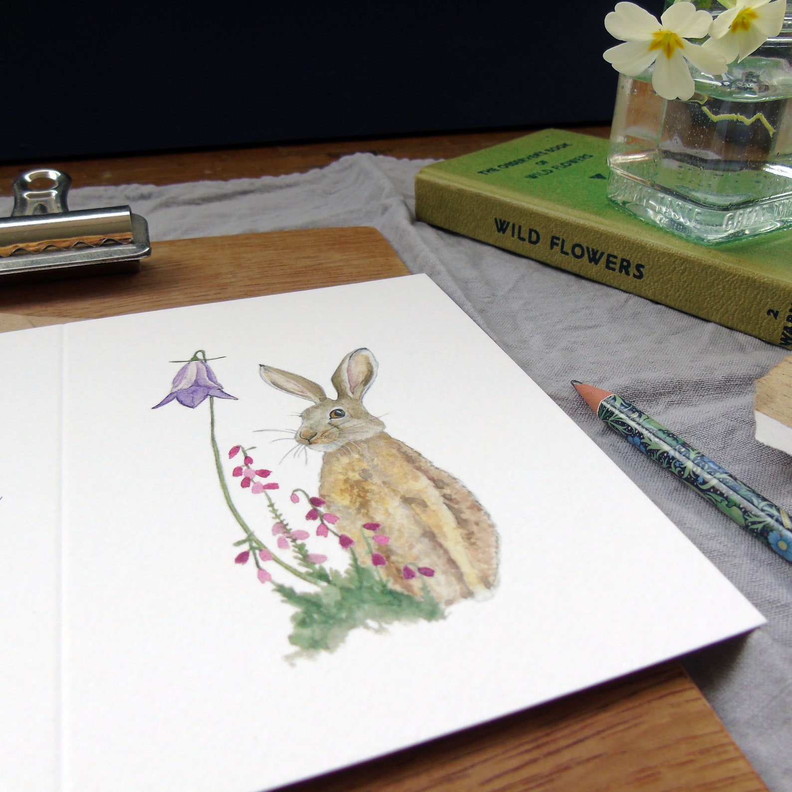 Hare and Bell Heather Greetings Card Hare Card Any - Etsy
