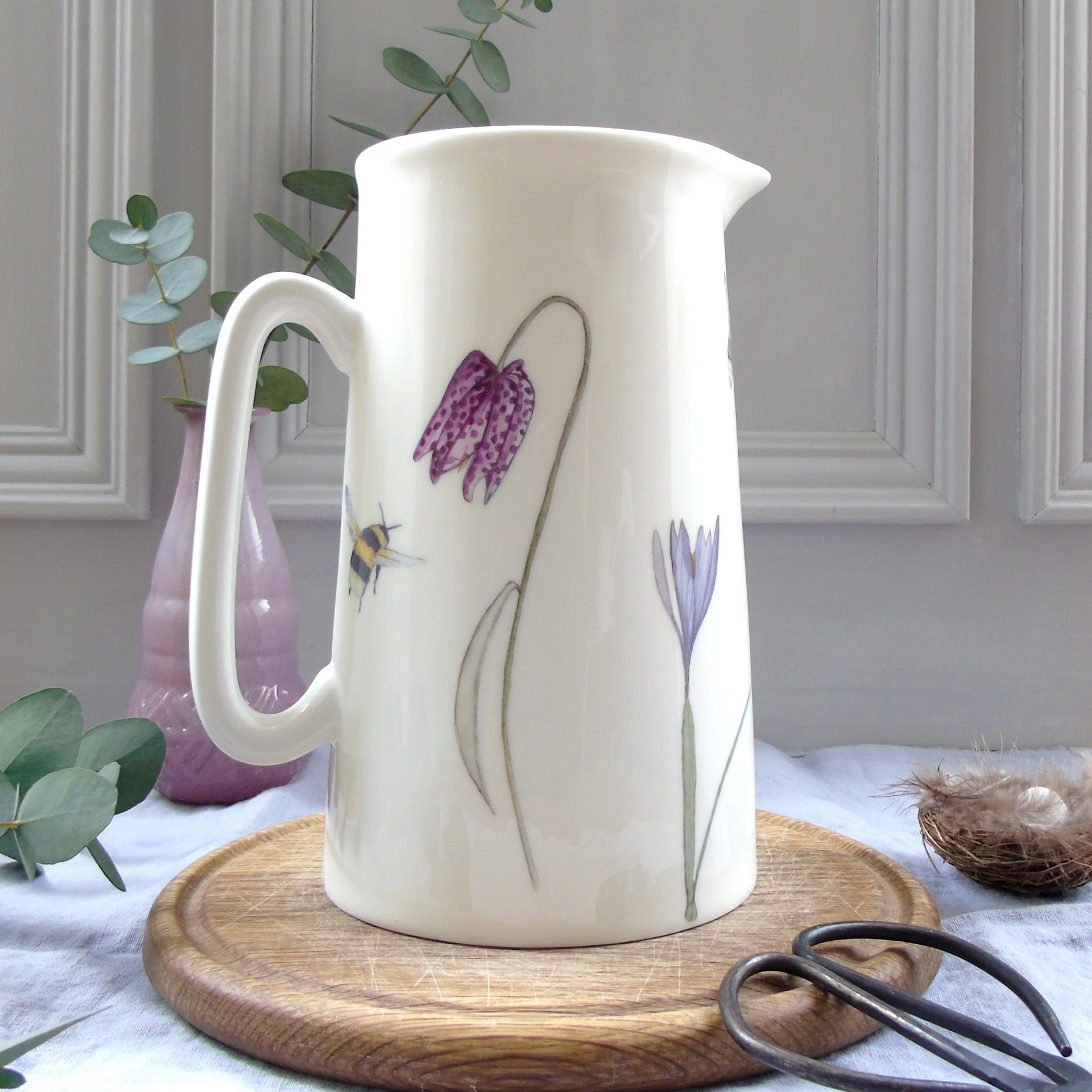 Spring Flower Jug Floral Pitcher Bee Jug Bone China Milk - Etsy UK