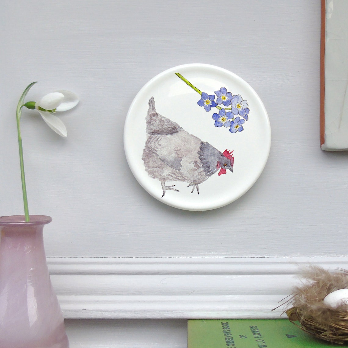 Hens Mini Wall Plates - Chicken Homeware Gift -country Wall Art - Wall ...