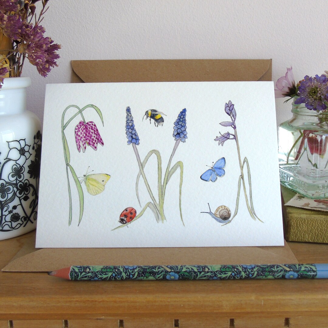 Spring Flower Greetings Card - Butterfly Card - Wildlife Card - Any ...
