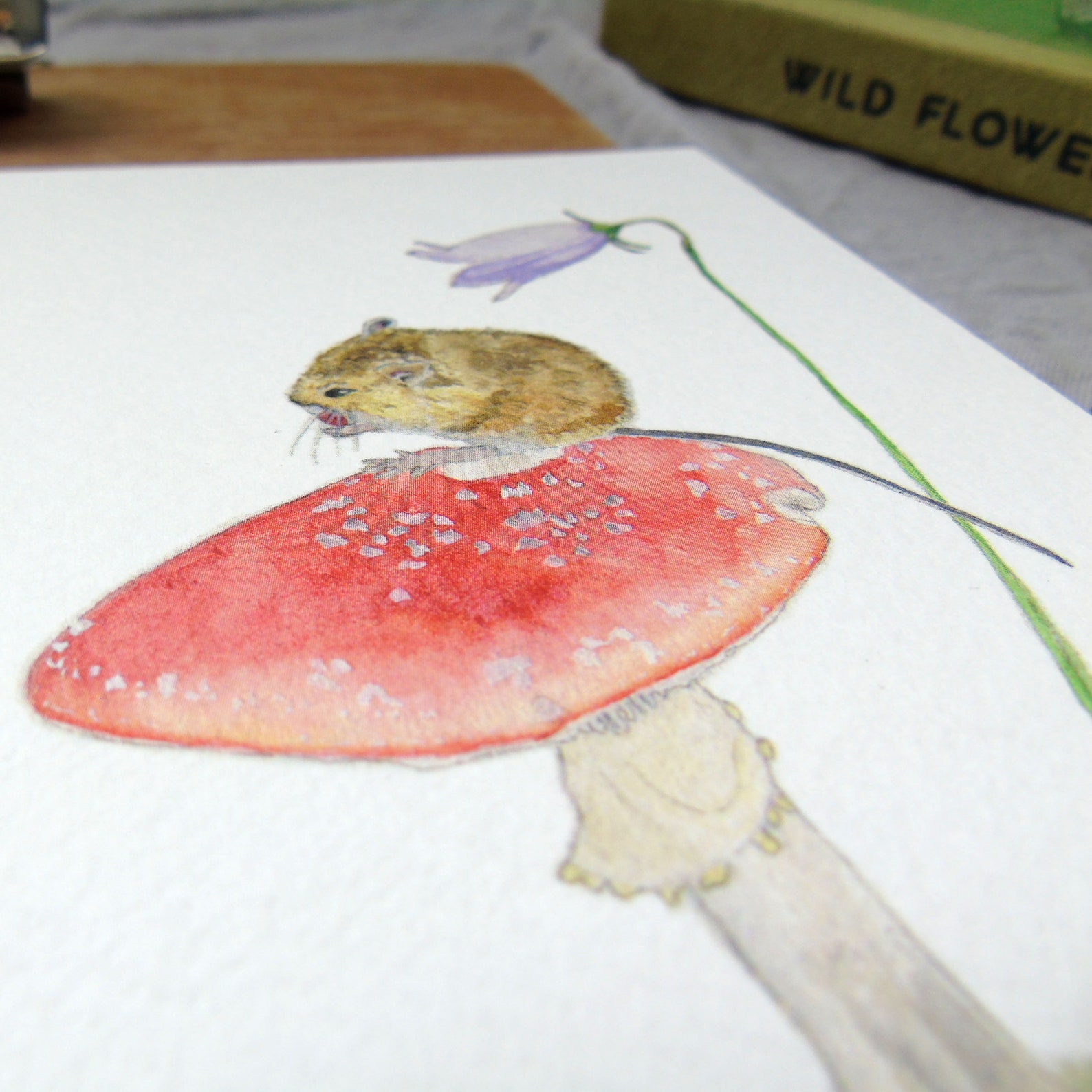 Fieldmouse on Toadstool Greetings Card Mouse Card Any - Etsy
