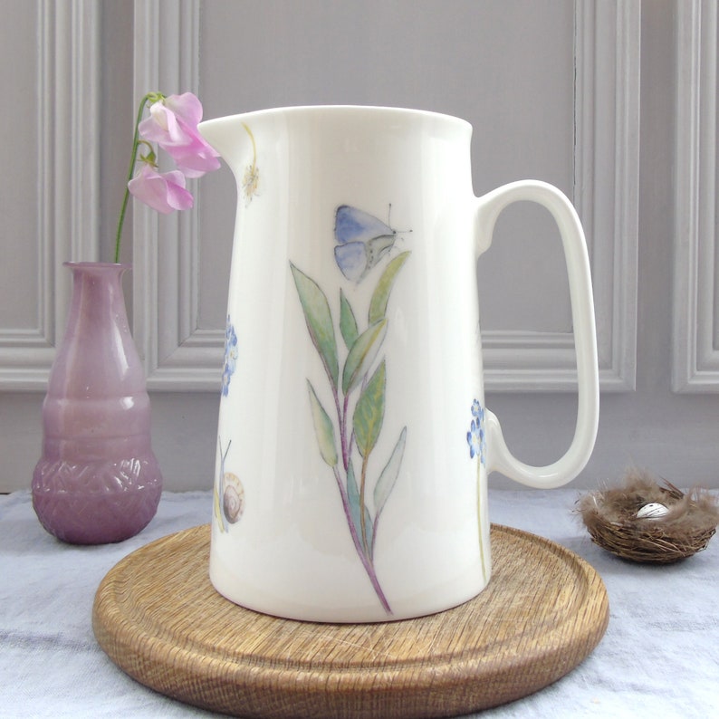 Herb Kitchen Jug Floral Pitcher Bee Jug Bone China Milk - Etsy
