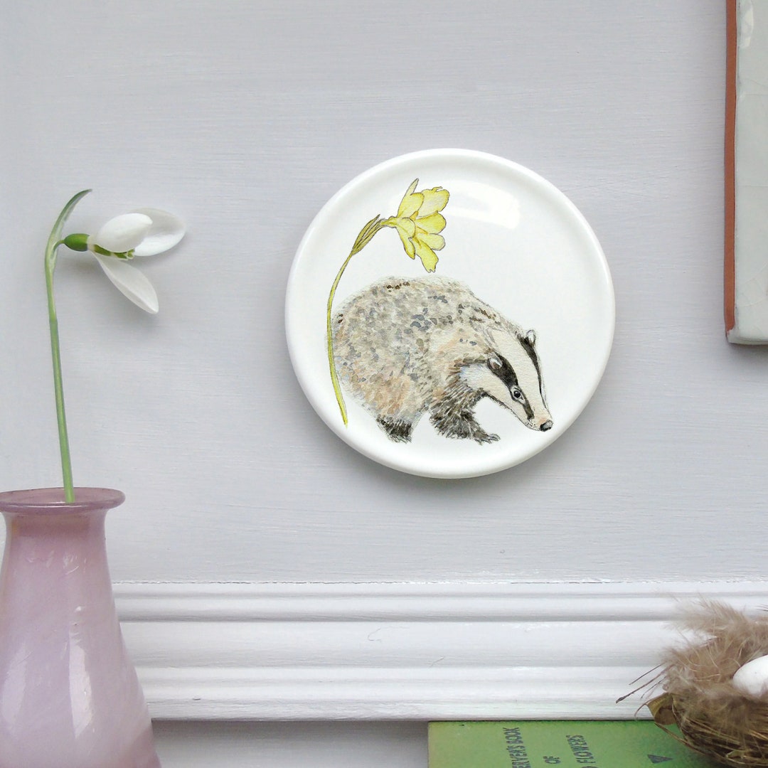 Badger Mini Wall Plate - Wildlife Homeware Gift - Nature Wall Art ...