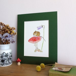 Mouse on Toadstool Giclée Print - A5 Wildlife Fine Art Print - Nursery ...