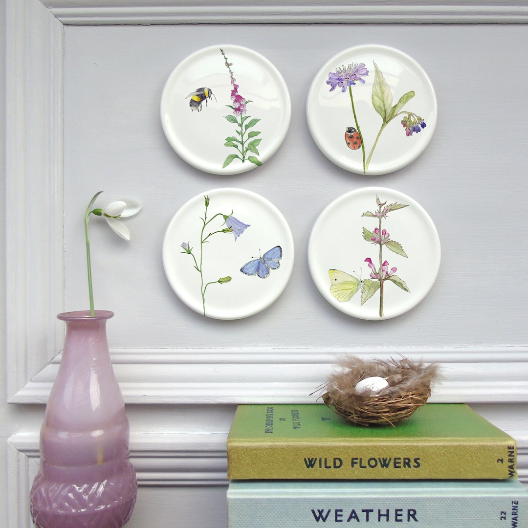 Wildflower Mini Wall Plates - Gift for Gardeners -nature Wall Art ...