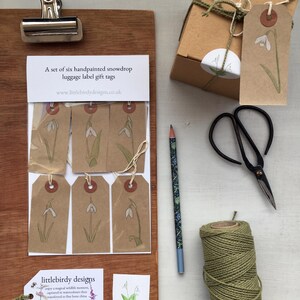 Hand Painted Snowdrop Gift Tags - Hand Drawn Snowdrop Gift Labels ...