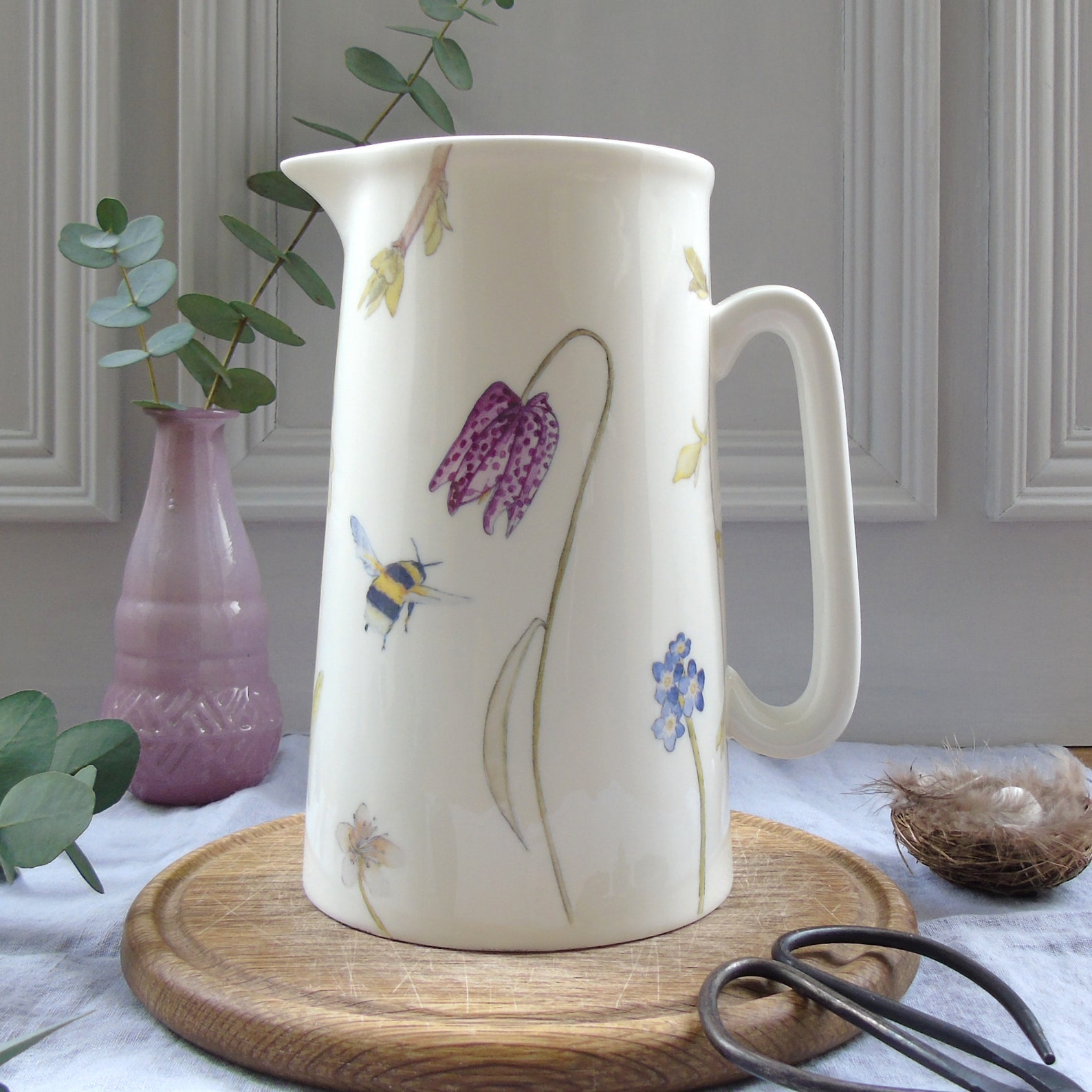 Spring Flower Jug Floral Pitcher Bee Jug Bone China Milk - Etsy