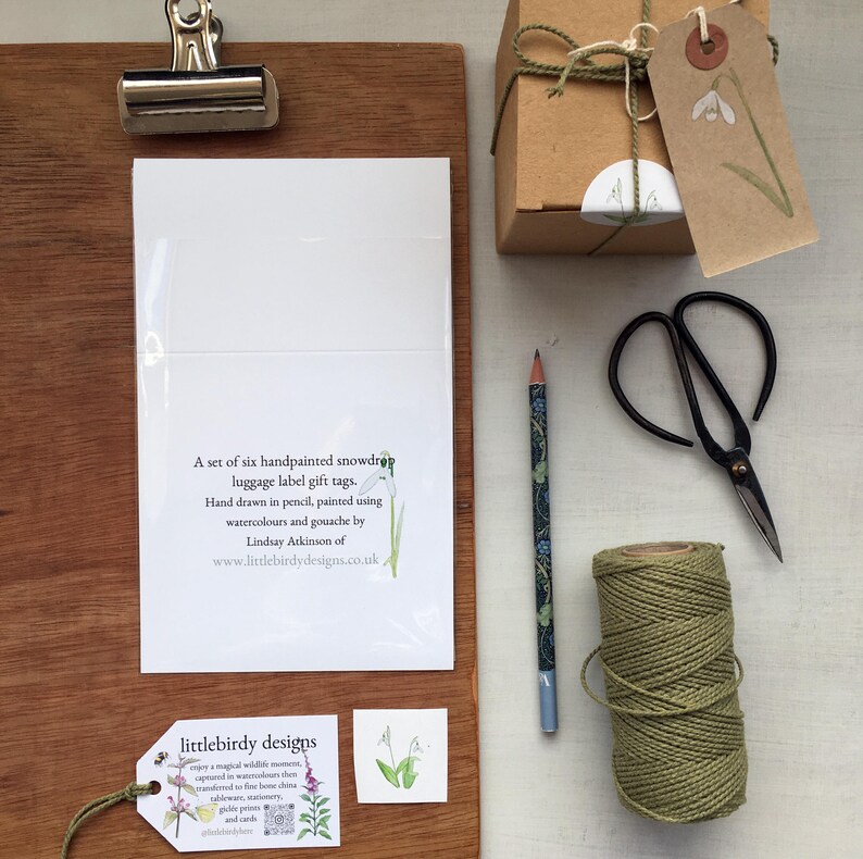 Hand Painted Snowdrop Gift Tags - Hand Drawn Snowdrop Gift Labels ...