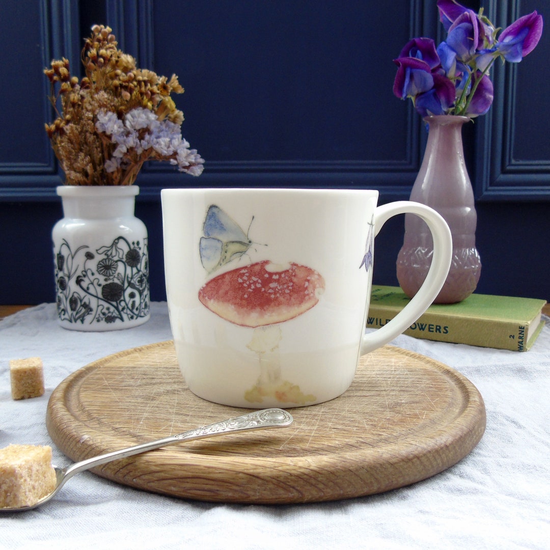 Toadstool Mug - Bone China Mug - Cottage Core Mug - Wildlife Mug ...