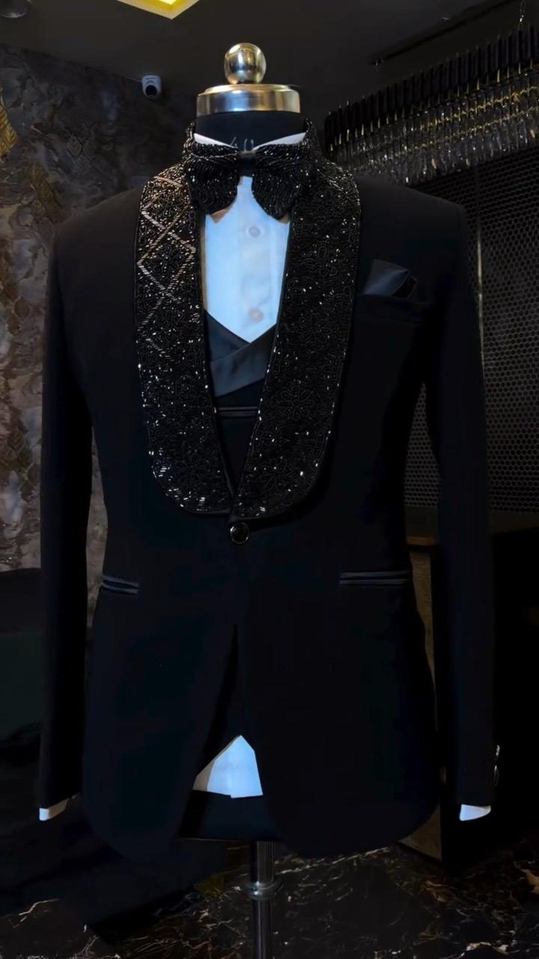 Black Luxury Tuxedo Suit for Men – Handmade Designer Wedding, Groom ...