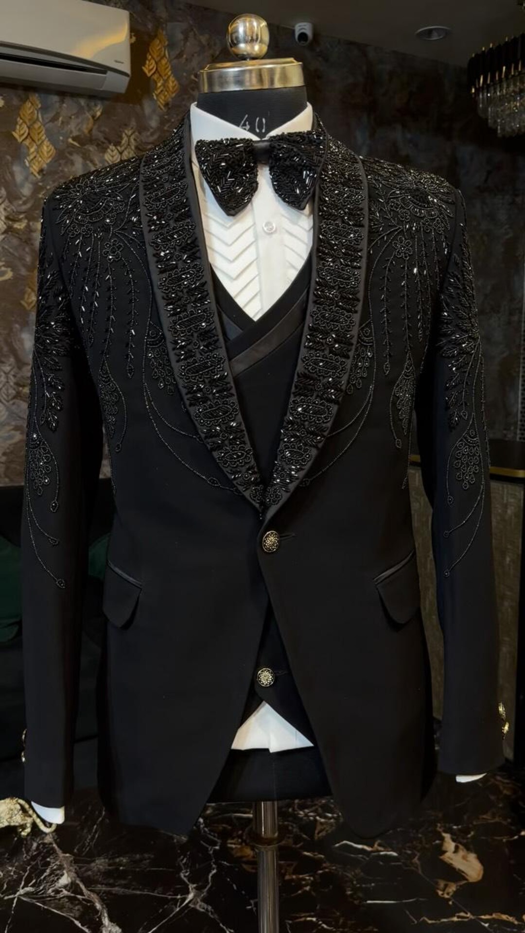 Black Luxury Tuxedo Suit for Men – Handmade Designer Wedding, Groom ...