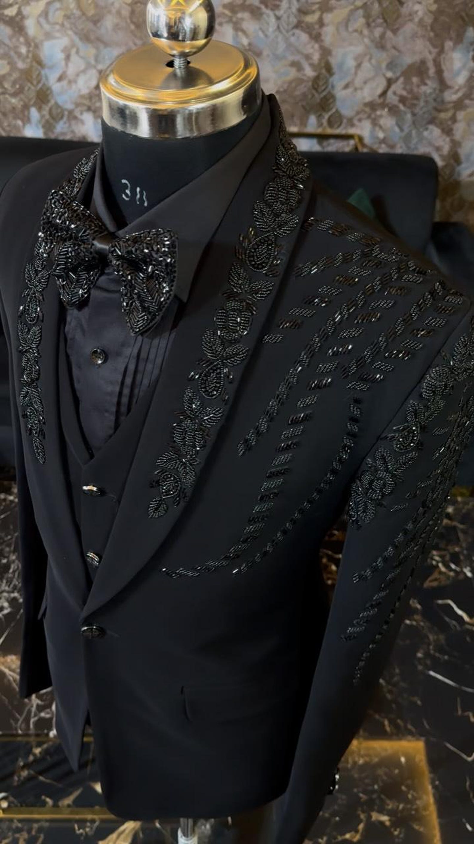 Black Luxury Tuxedo Suit for Men – Handmade Designer Wedding, Groom ...
