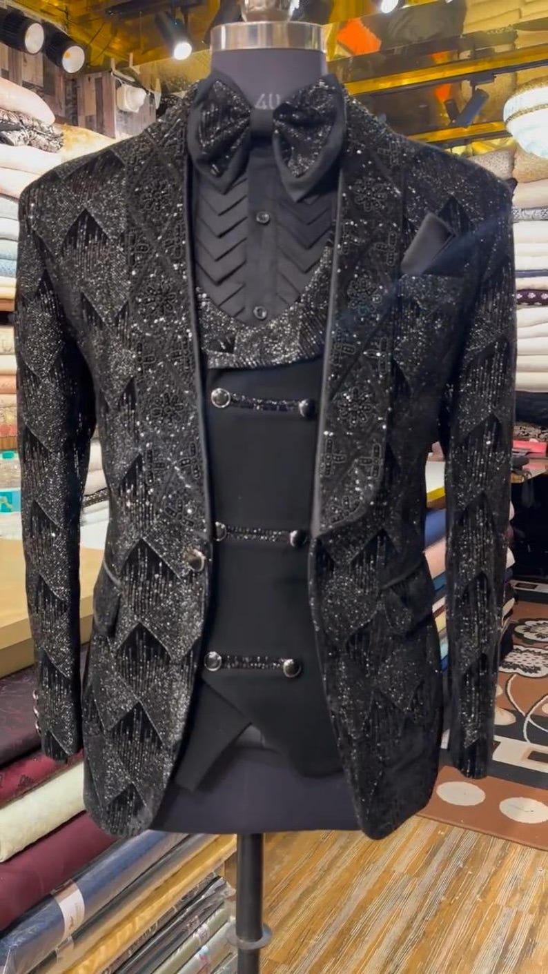 Black Luxury Tuxedo Suit for Men – Handmade Designer Wedding, Groom ...