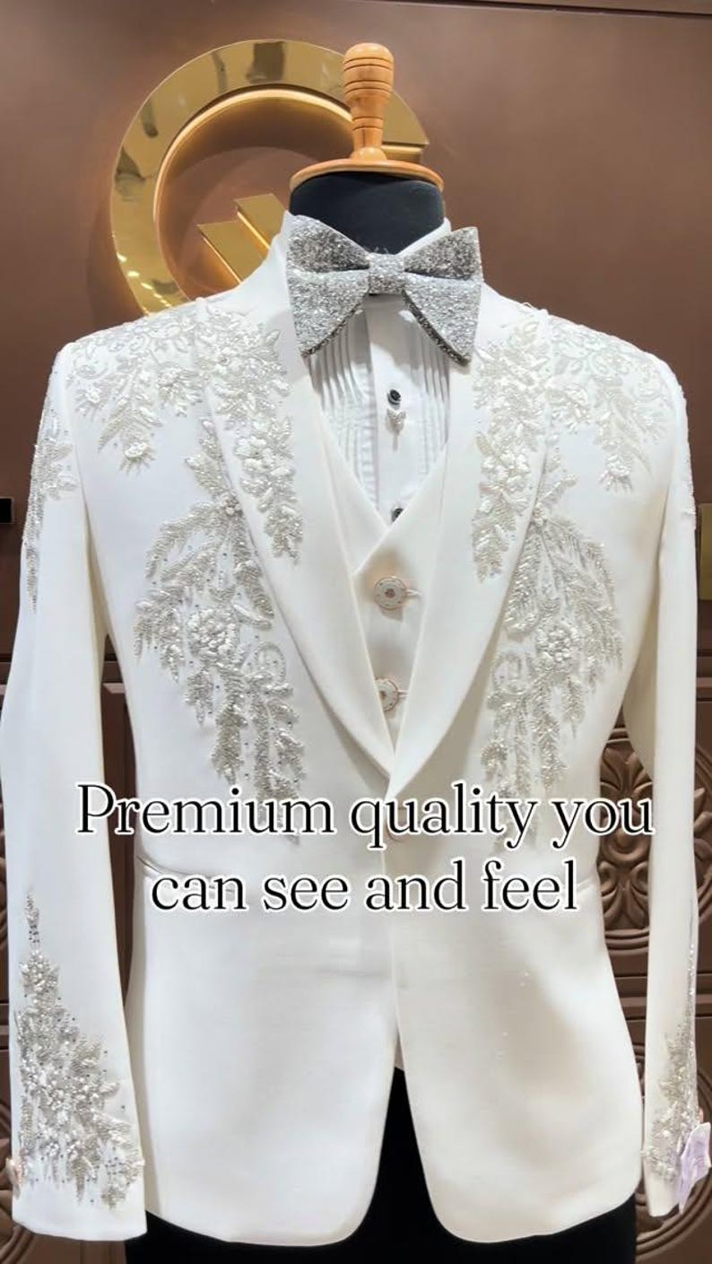 White Luxury Tuxedo Suit for Men – Handmade Designer Wedding, Groom ...