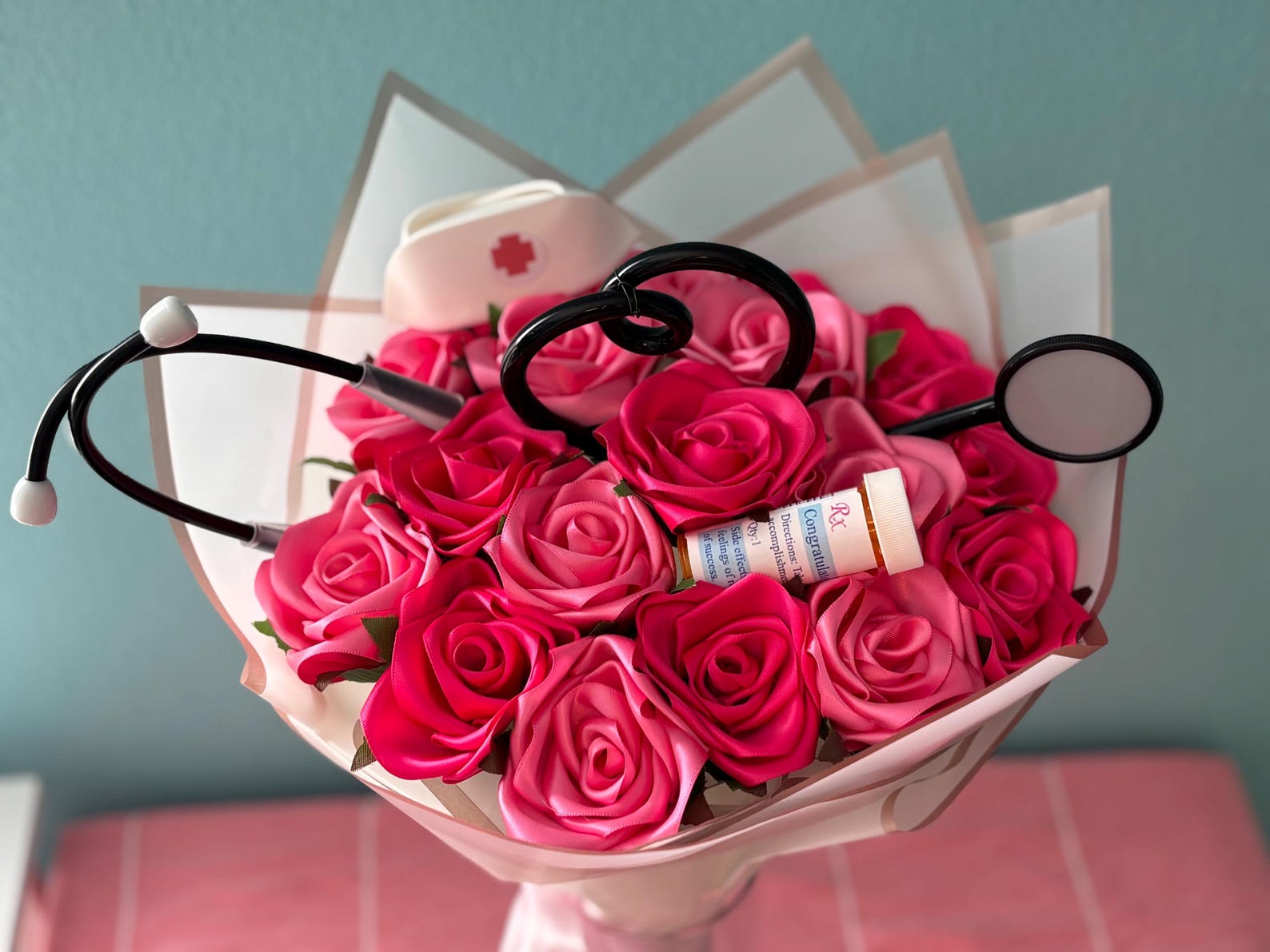 Nurse Ribbon Rose Bouquet With Surprise Gift - Etsy