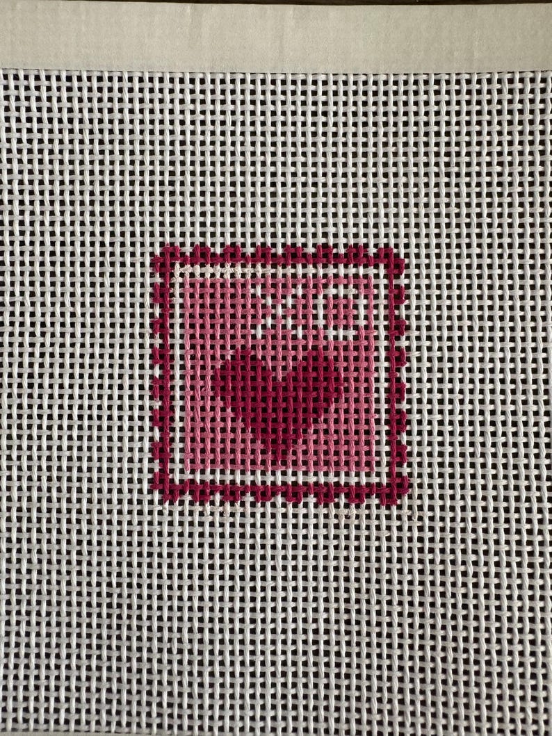 Mini Pink Heart Needlepoint Canvas | Valentine’s Day Needlepoint ...