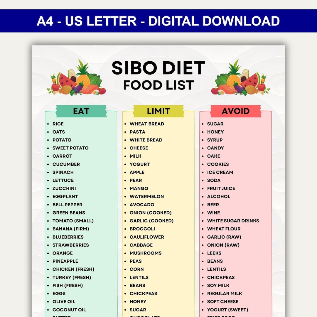 Sibo Diet Food List Printable, Sibo Diet Food Chart, List of Foods for ...