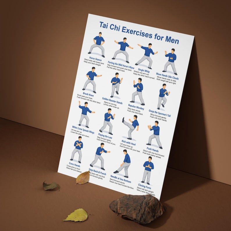 Printable Tai Chi Exercises for Men, Tai Chi Workout Chart, Tai Chi ...