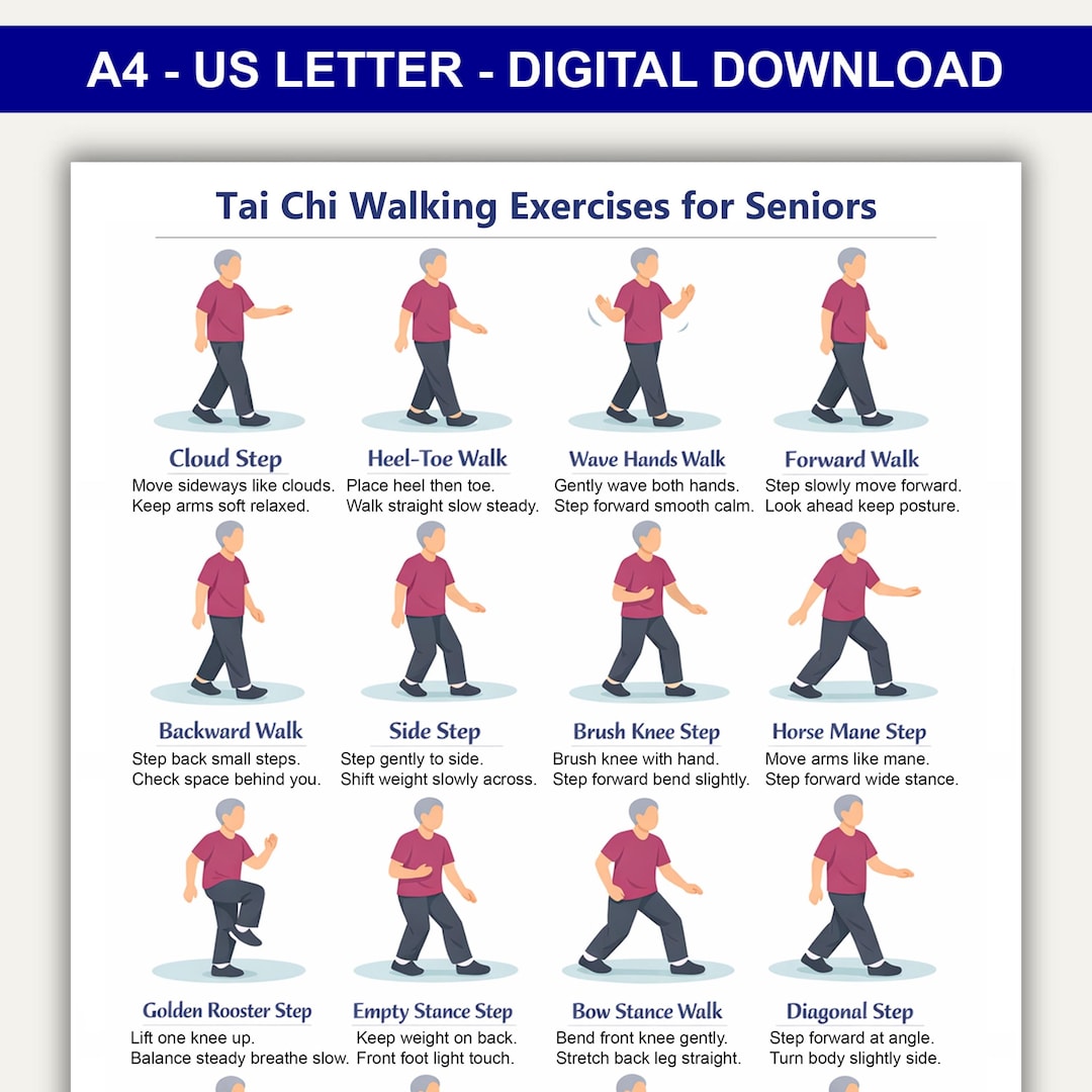 Printable Tai Chi Walking for Seniors, Tai Chi Walking Chart, Tai Chi ...