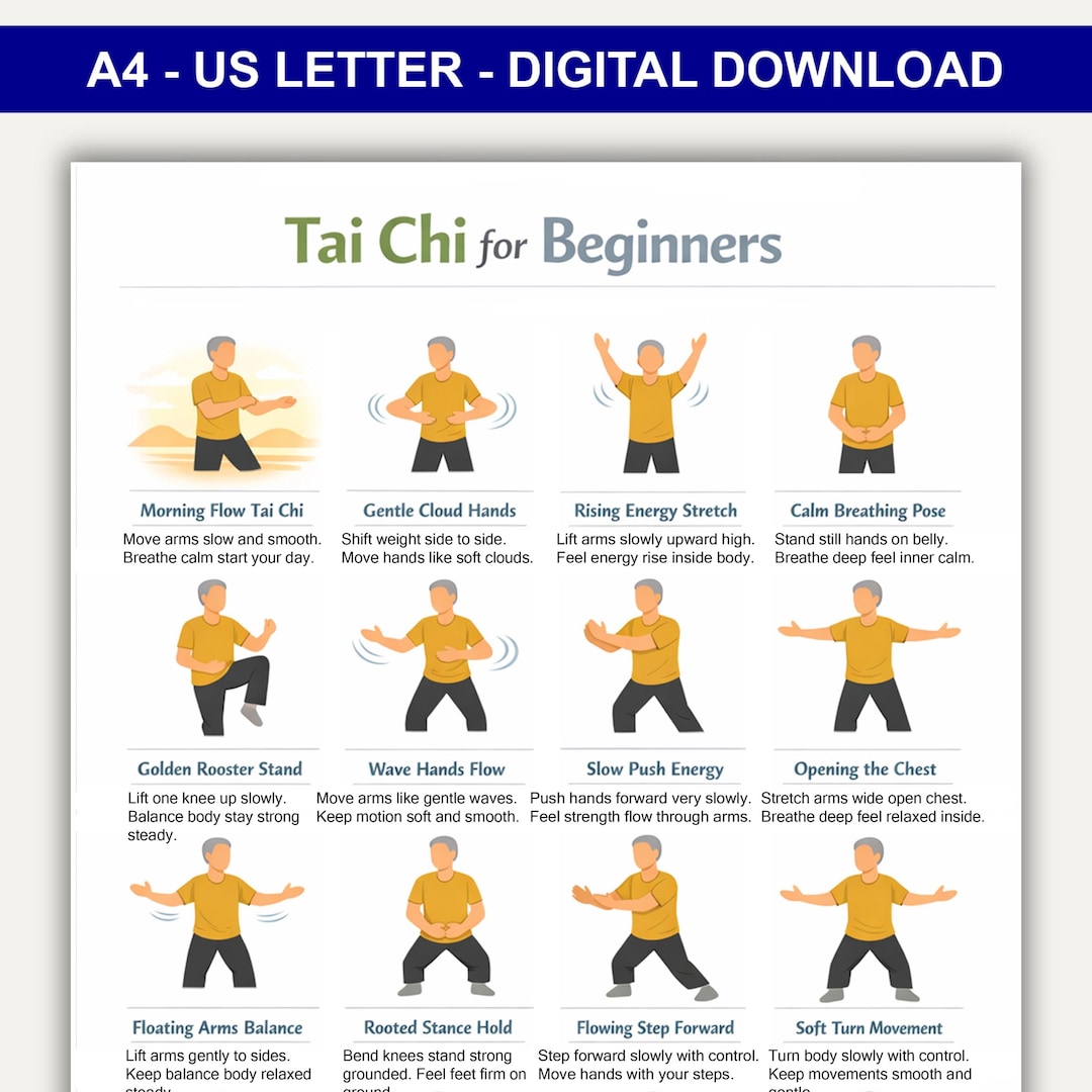 Tai Chi for Beginners, Tai Chi Chart PDF, Easy Tai Chi Exercise Chart ...