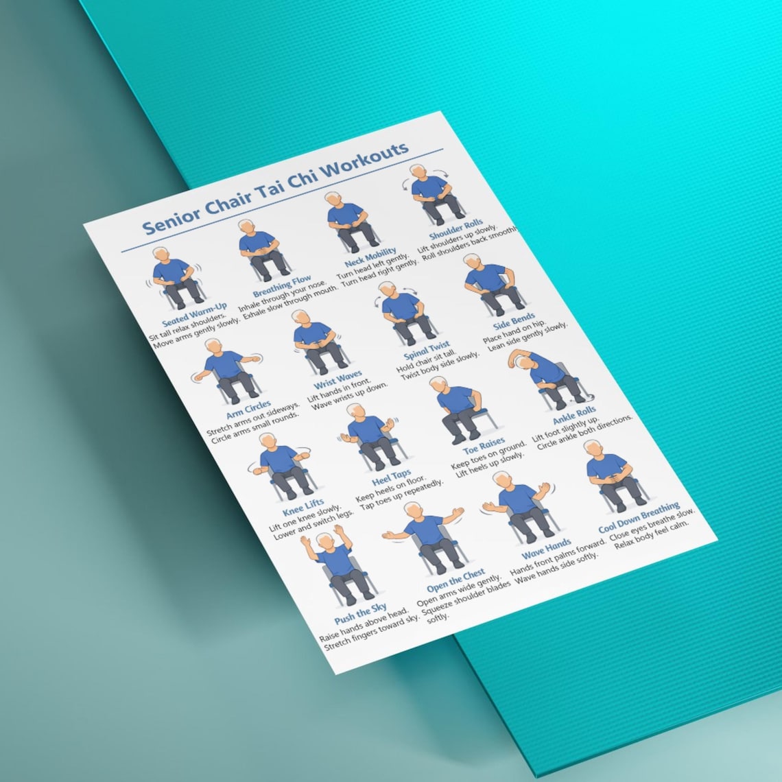 Printable Senior Chair Tai Chi Workout Chart, Chair Tai Chi Pdf ...